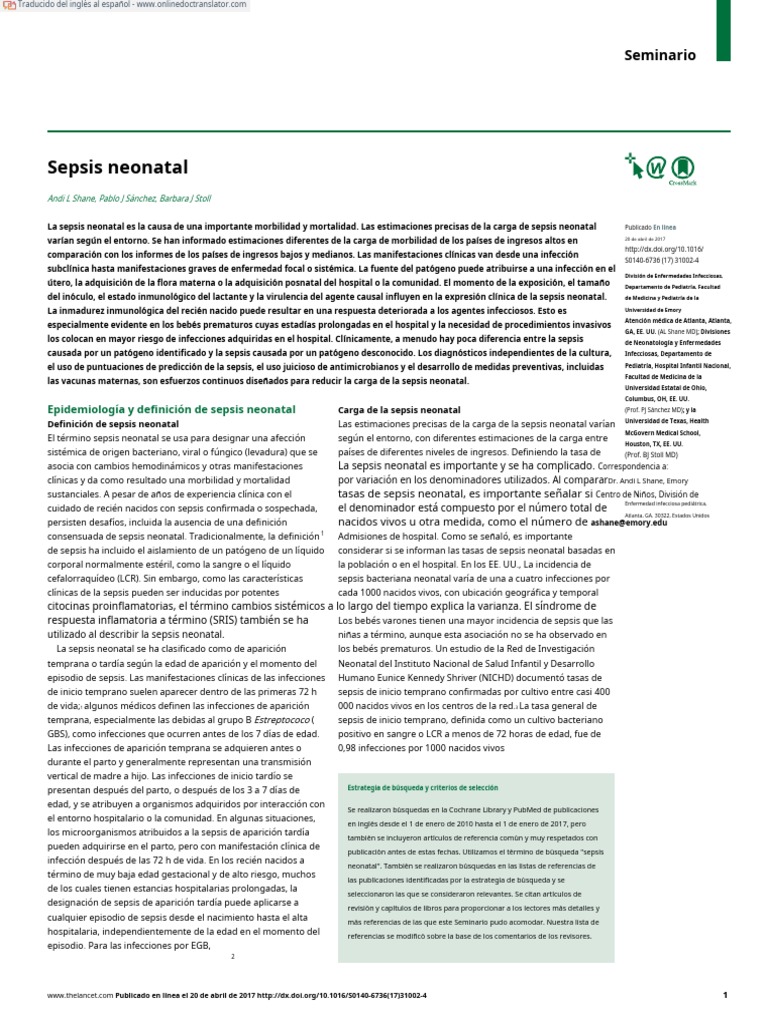 Neonatal Sepsis - En.es | PDF | Septicemia | Sistema inmune