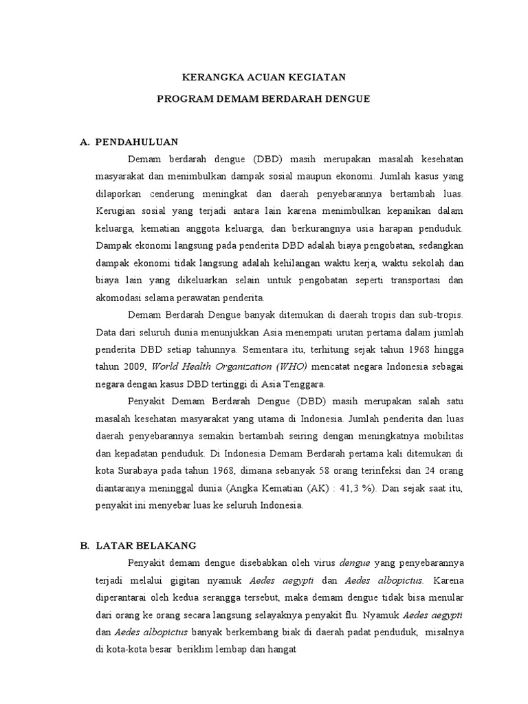 Kerangka Acuan Program DBD | PDF