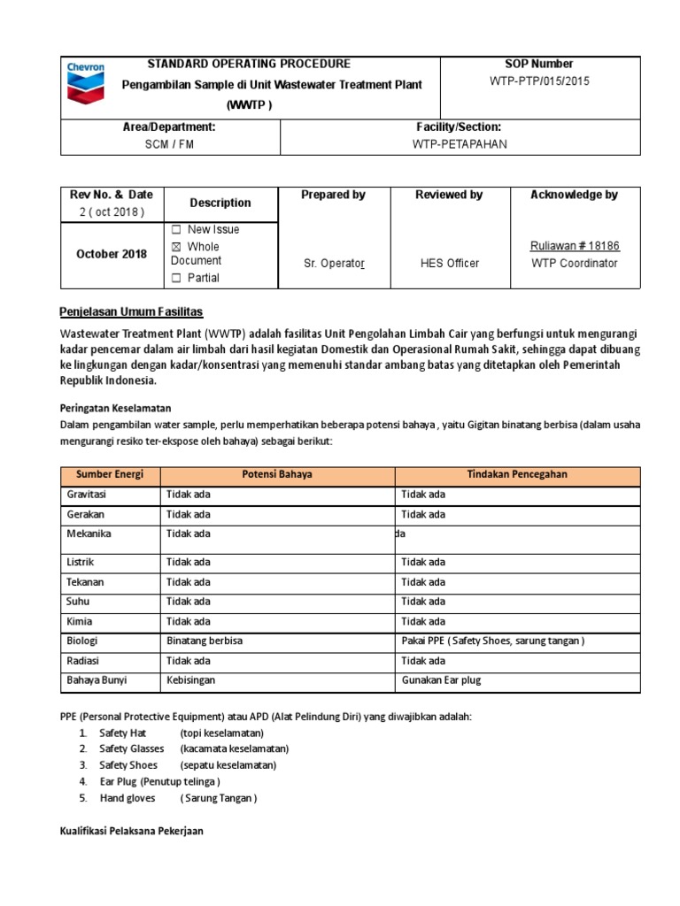 15.Q-SOP Pengambilan Sample WWTP | PDF