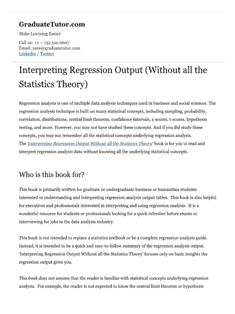 Interpreting Regression Output | PDF