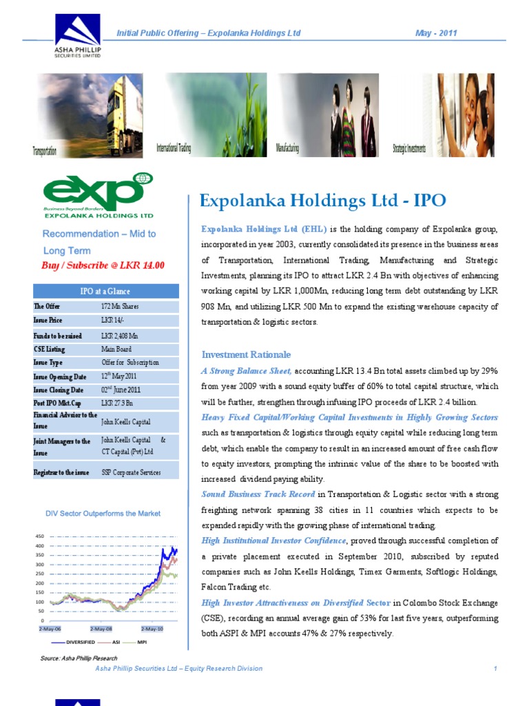Expolanka Holdings Ltd-ipo | Initial Public Offering | Cargo