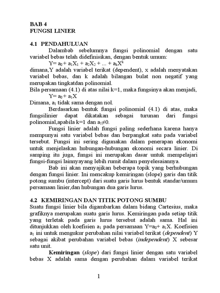 Materi 4 Fungsi Linier | PDF