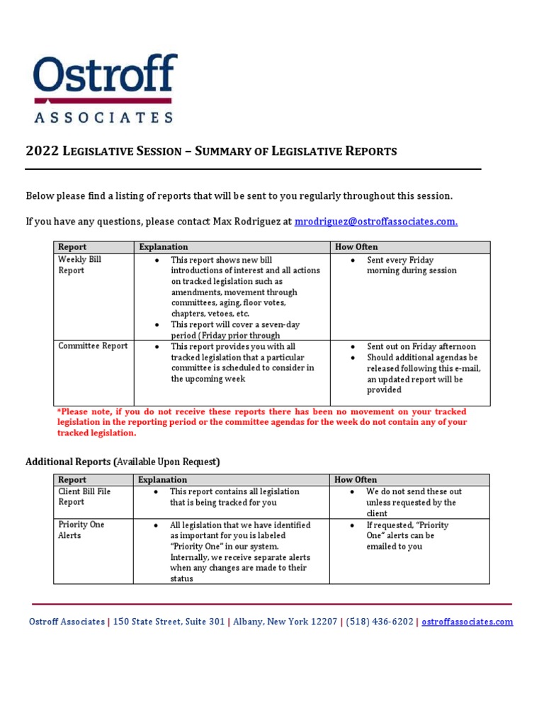 2022 Legislative Reports Summary | PDF | Government | Public Law