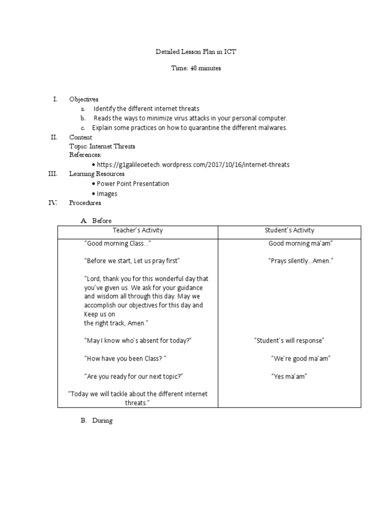 Detailed Lesson Plan in ICT | PDF | Malware | Antivirus Software