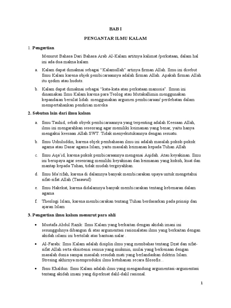 Resume Ilmu Kalam | PDF