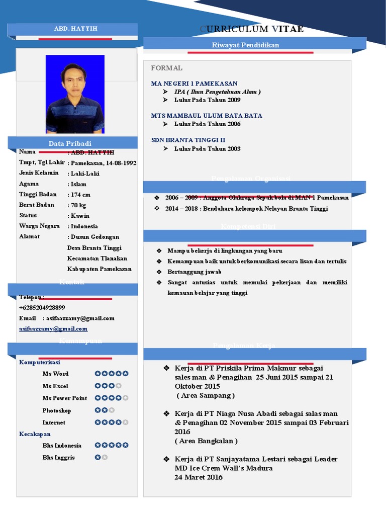CV Abd. Hayyih: Pendidikan & Pengalaman | PDF