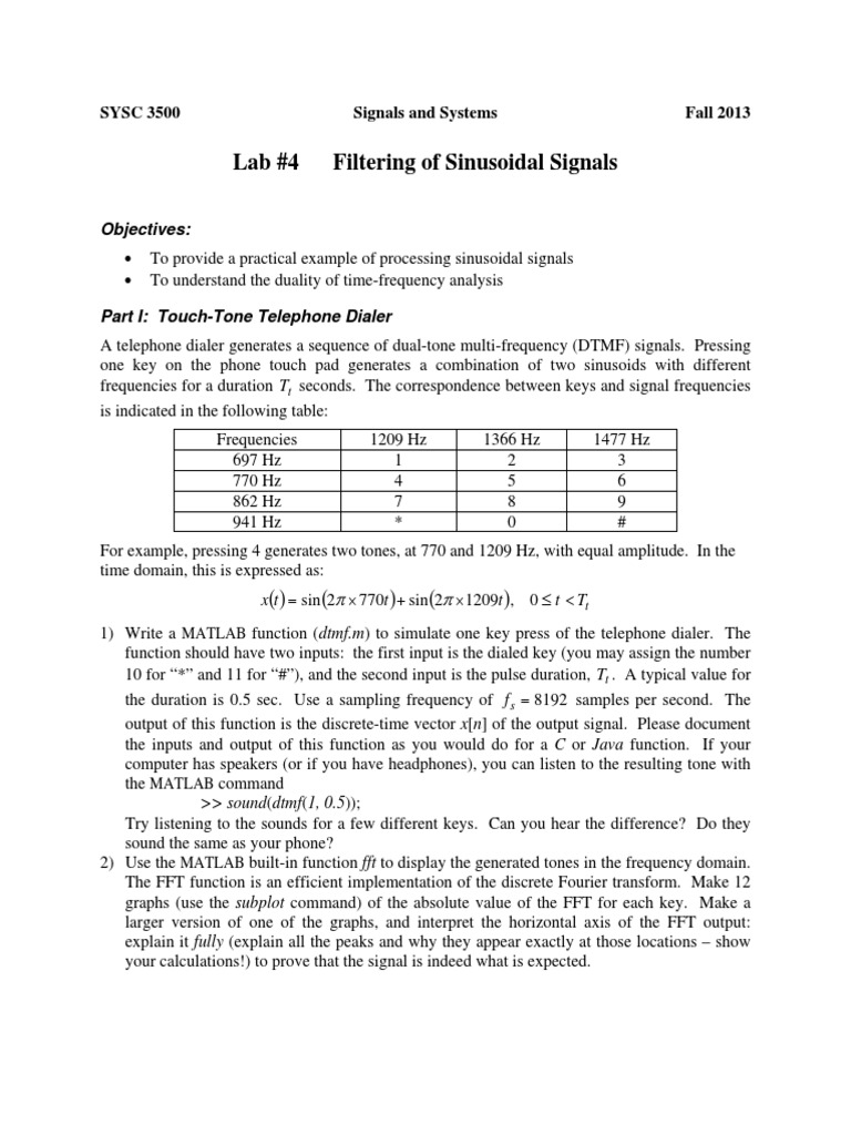 SYSC 3500 Lab 4 F21 | PDF | Filter (Signal Processing) | Algorithms
