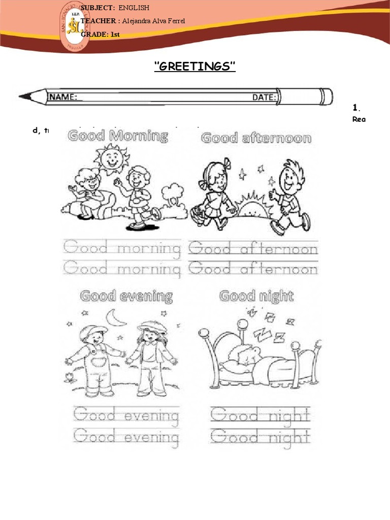 GREETINGS Worksheet 1ro | PDF