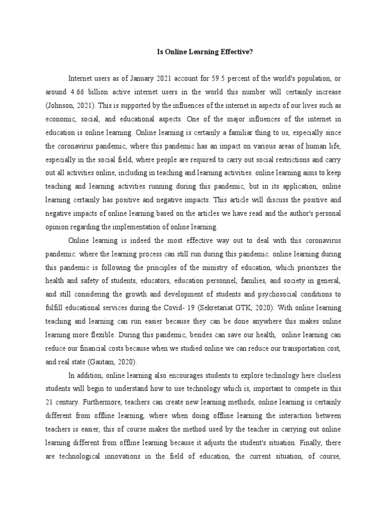 Is Online Learning Effective | PDF | Educational Technology | Internet