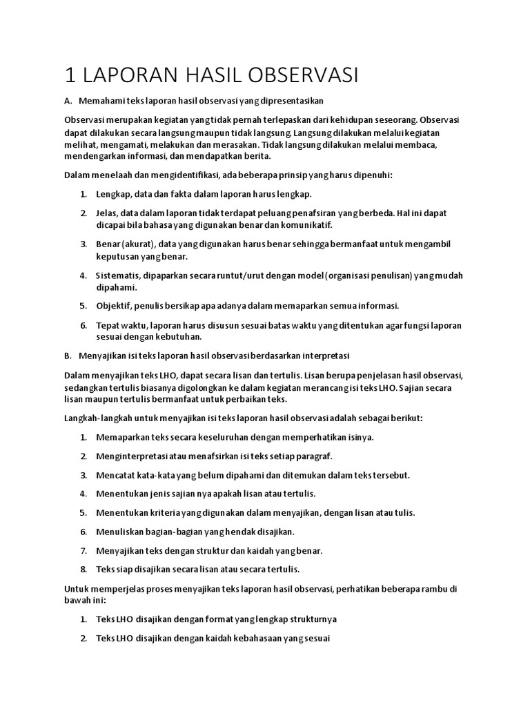 1 Laporan Hasil Observasi | PDF