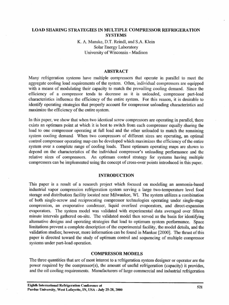 Load Sharing Strategies in Multiple Compressor Refrigeration Systems ...