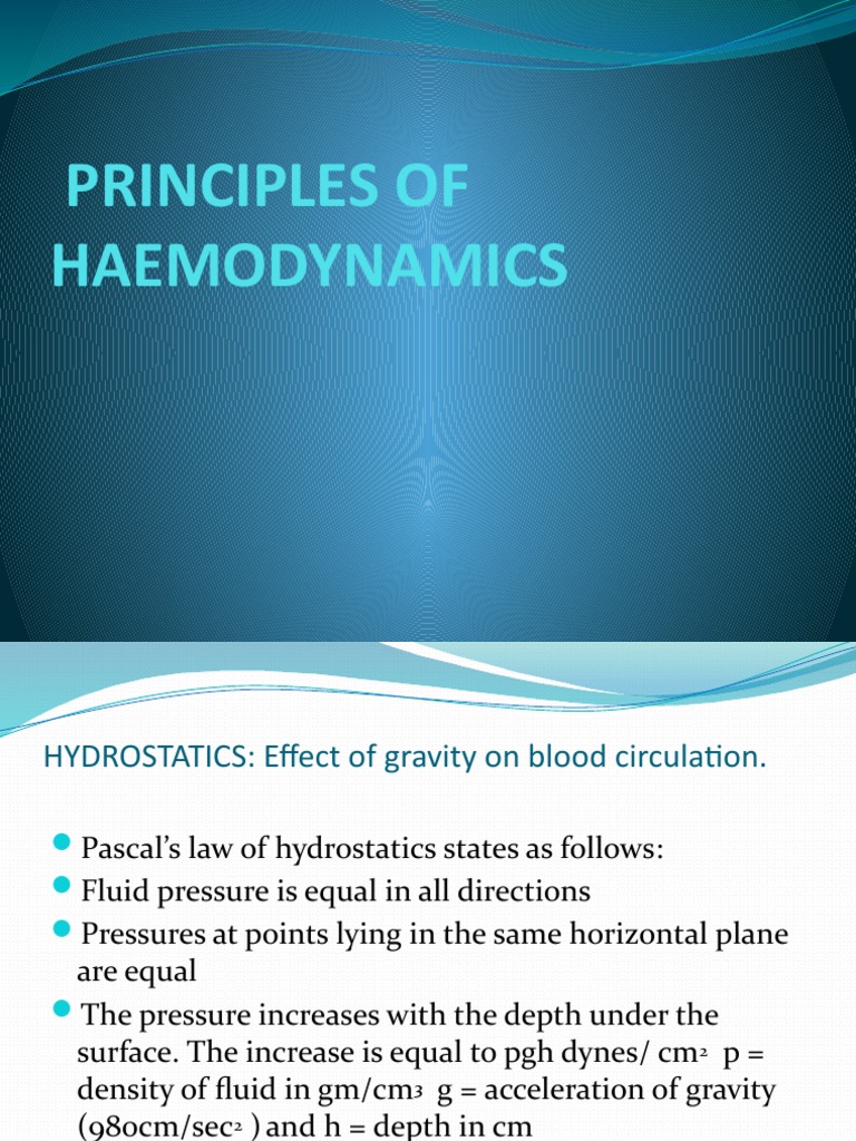 Principles of Haemodynamics | PDF | Hemodynamics | Fluid Dynamics