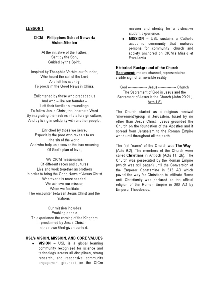 Embracing The CICM Mission - Preliminaries | PDF | Catholic Church ...