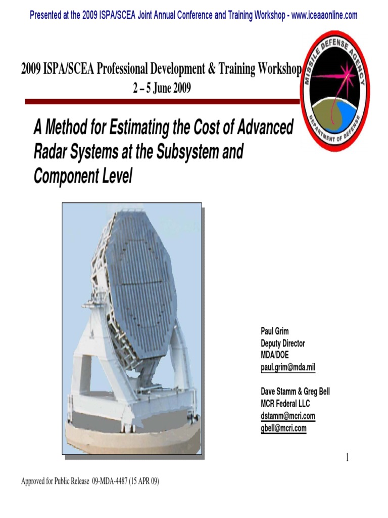 A Method For Estimating The Cost of Advanced Radar Systems at The ...