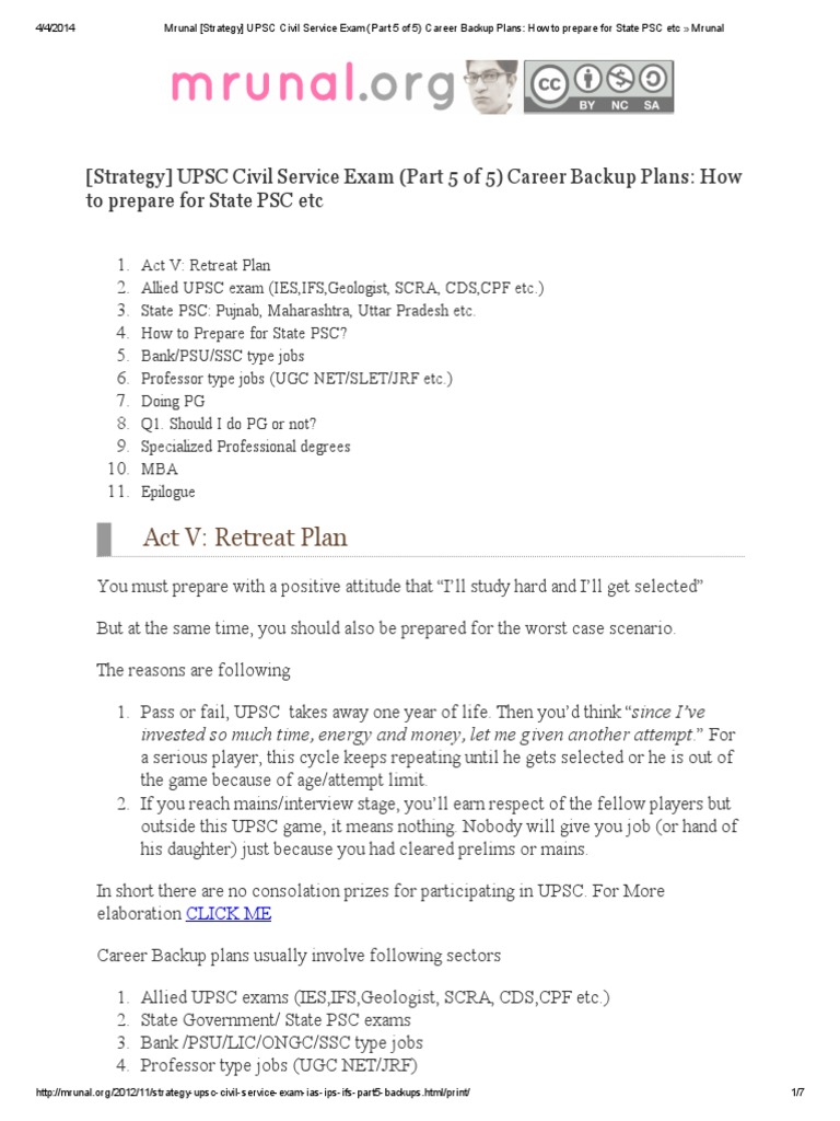 Mrunal (Strategy) UPSC Civil Service Exam - Part 5 of 5) Career Backup ...