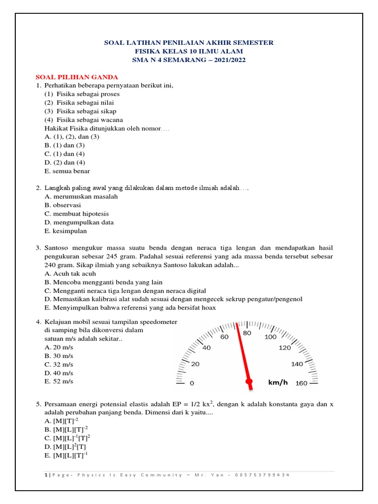 PAS Fisika Kelas 10 | PDF