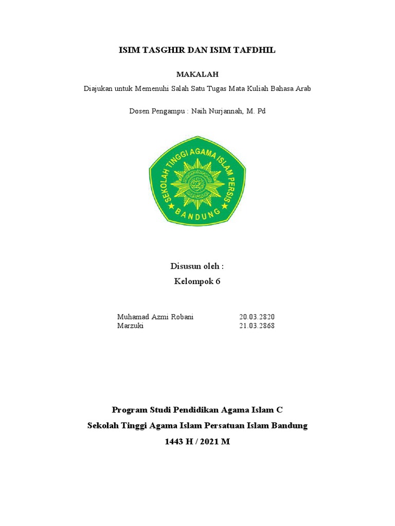 Isim Tasghir dan Tafdhil dalam Bahasa Arab | PDF | Seni & Disiplin ...