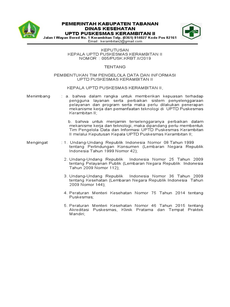 1.1.3 (2) SK Pembentukan Tim Pengelola Data Dan Informasi | PDF 1.1.3 (2) SK Pembentukan Tim Pengelola Data Dan Informasi | PDF