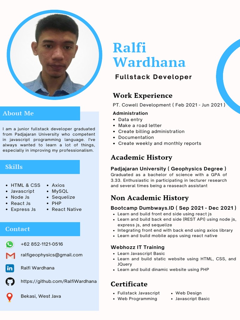 Ralfi Wardhana: Work Experience | PDF | Java Script | J Query