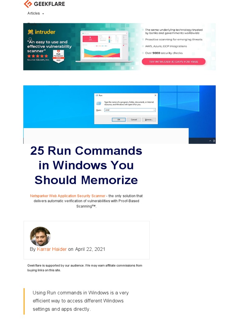 25 Run Commands in Windows You Should Memorize | Download Free PDF ...
