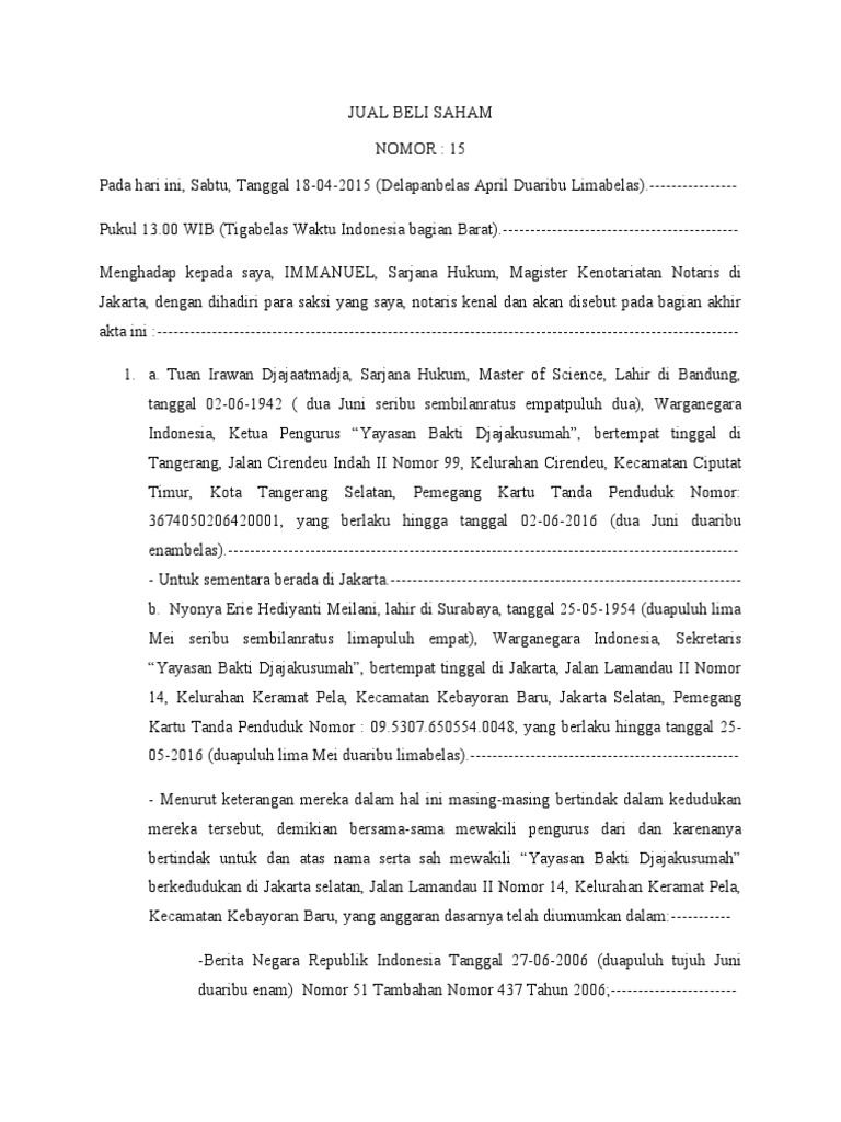 Akta Jual Beli Saham | PDF