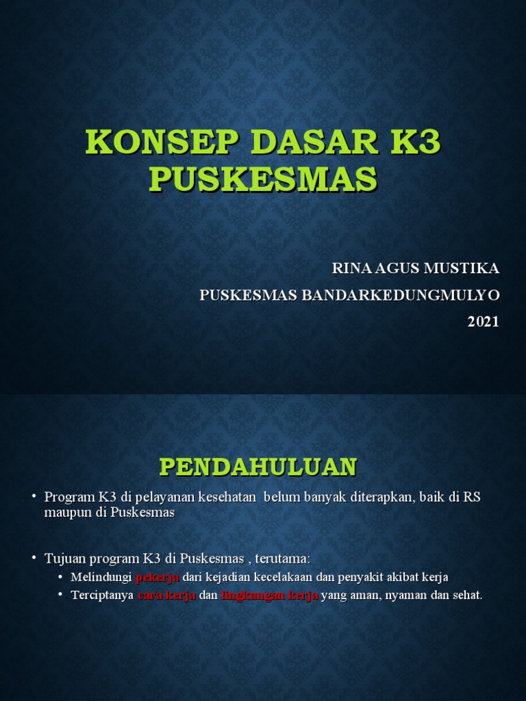 Contoh Penerapan Konsep K3 Di Puskesmas 2021 Rina | PDF