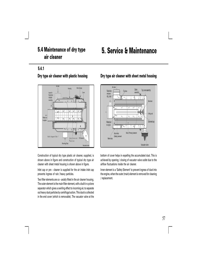 Maintenance of Dry Type Air Cleaner | PDF | Dust | Tools