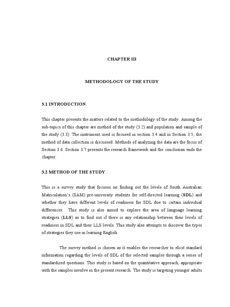 Chapter 3 Pdf Survey Methodology English As A Second Or Foreign