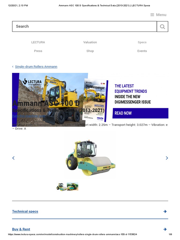 Ammann ASC 100 D Specifications & Technical Data (2013-2021) - LECTURA ...