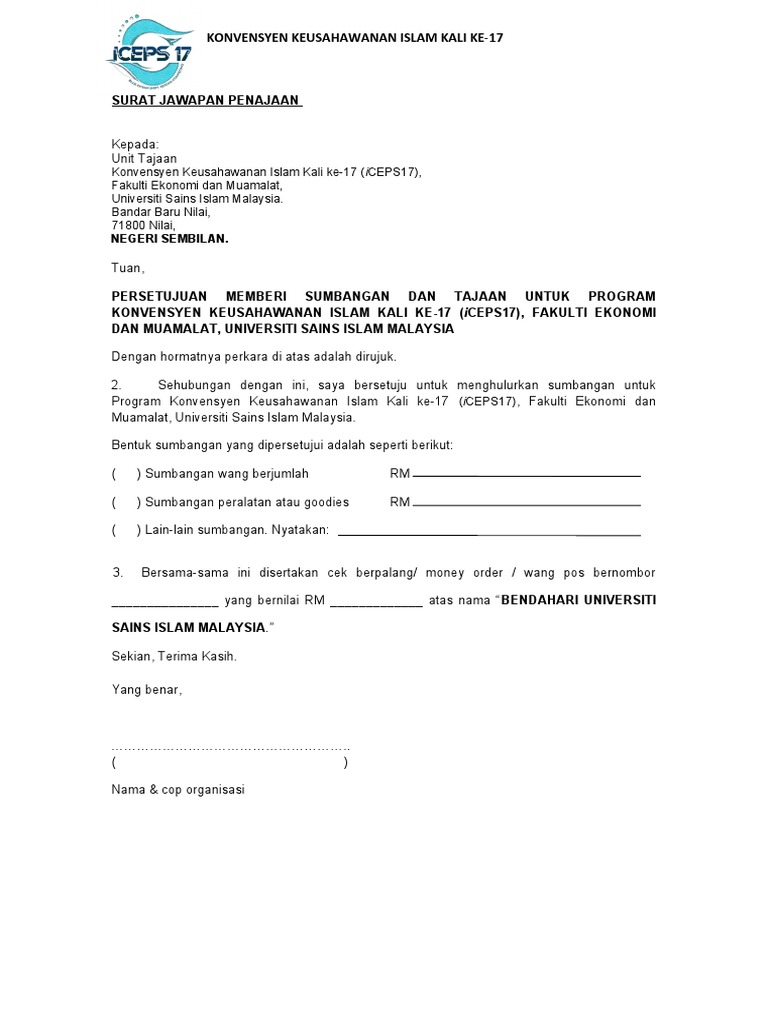Surat Jawapan Penajaan | PDF