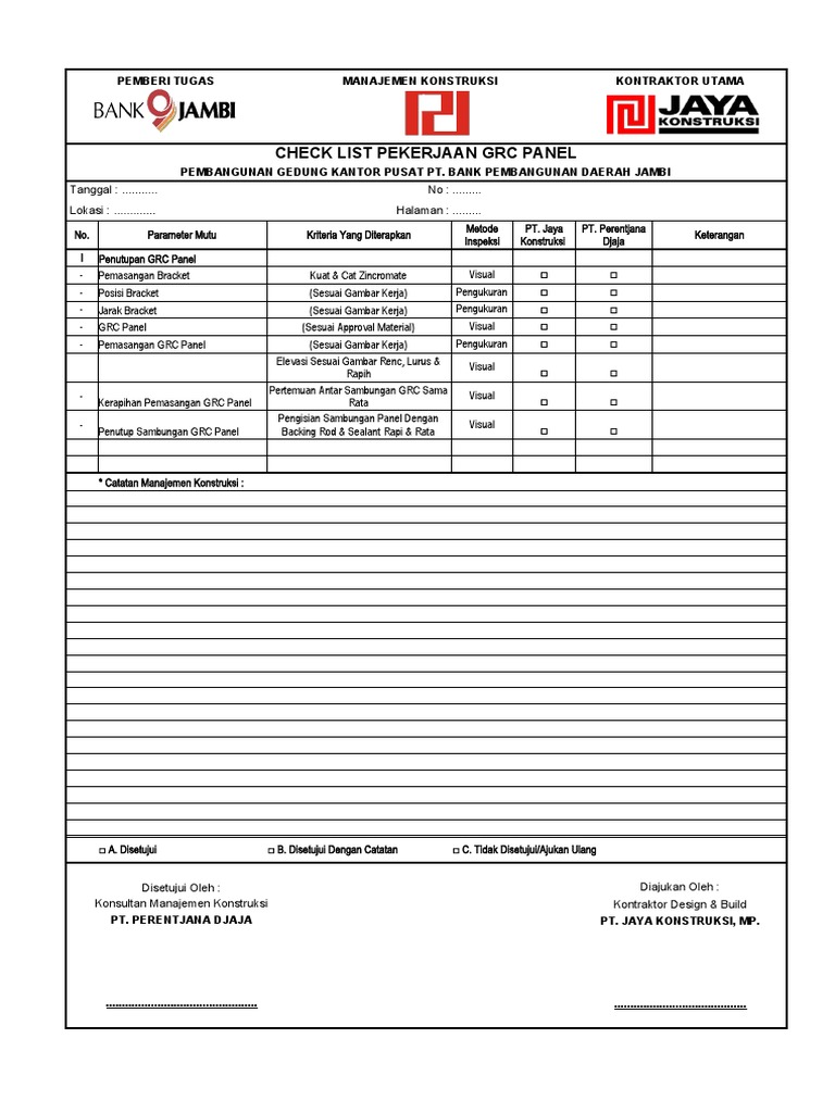 Form Check List Pekerjaan Wallpaper | PDF