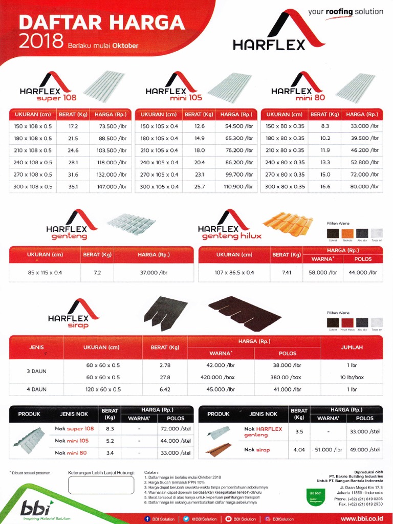Daftar Harga Harflex 2018 | PDF