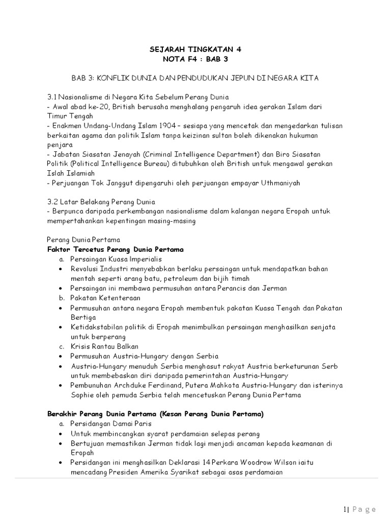 Nota F4 Bab 3 (MC) Full | PDF | Sejarah