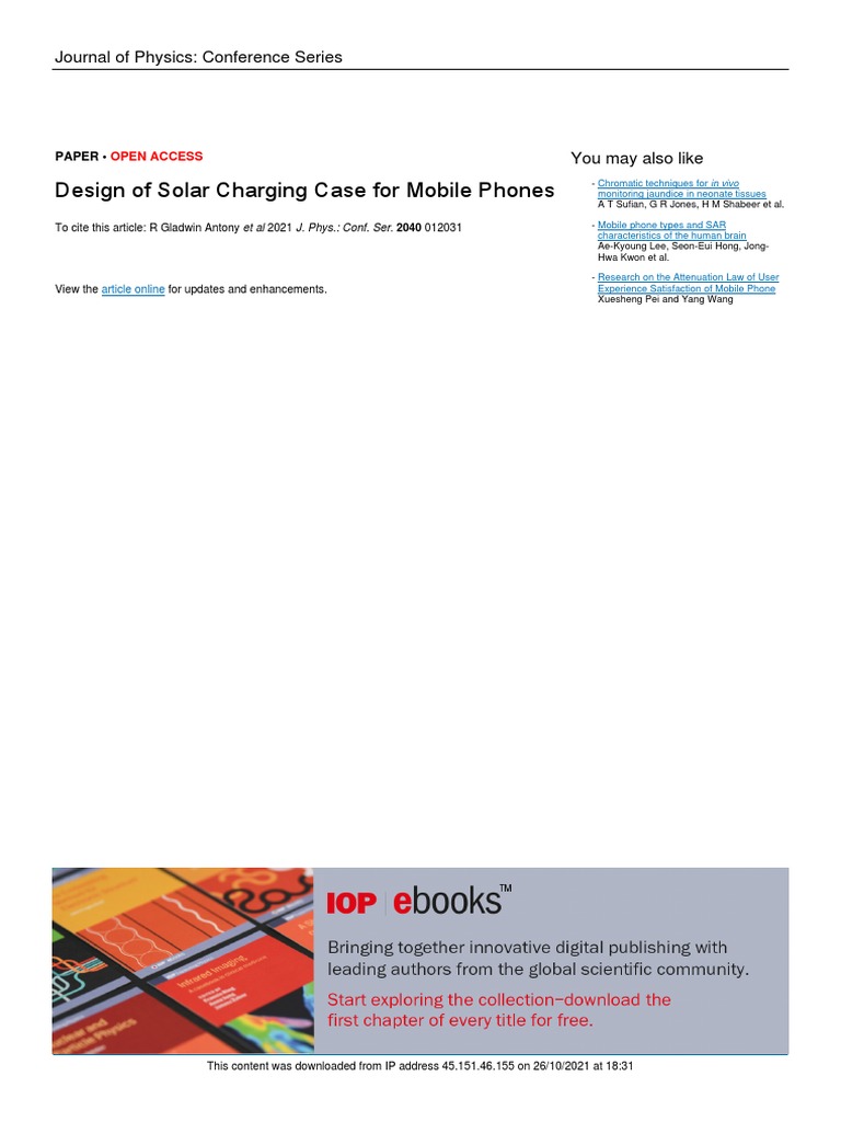 Solar Charging Case for Mobile Phones | PDF | Photovoltaics | Battery ...