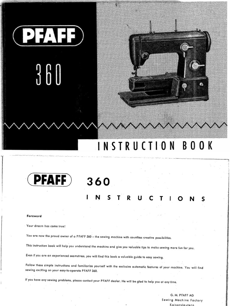 PFAFF 360 Sewing Guide | PDF | Sewing Machine | Seam (Sewing)