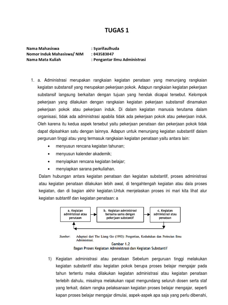 Tugas 1 Pengantar Ilmu Administrasi - Syarifaulhuda | PDF