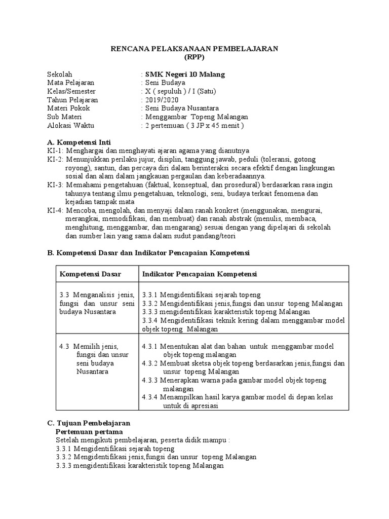 RPP Mirna Gambar Model Objek Topeng Malangan | PDF | Komputer