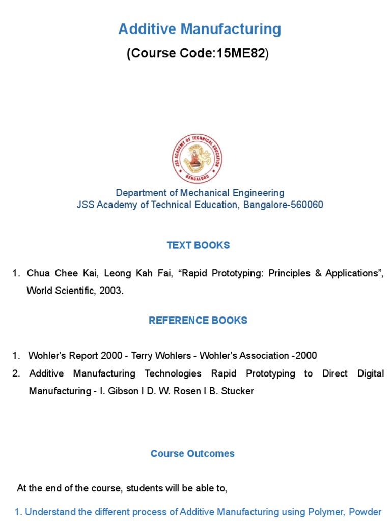 Module 1 Additive Manufacturing | PDF | 3 D Printing | Business Process