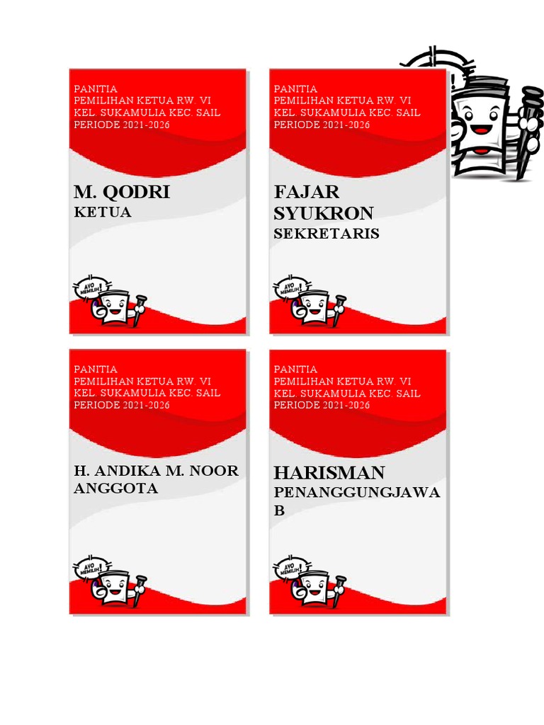 Struktur Panitia Pemilihan Ketua RW VI | PDF | Olahraga & Rekreasi ...