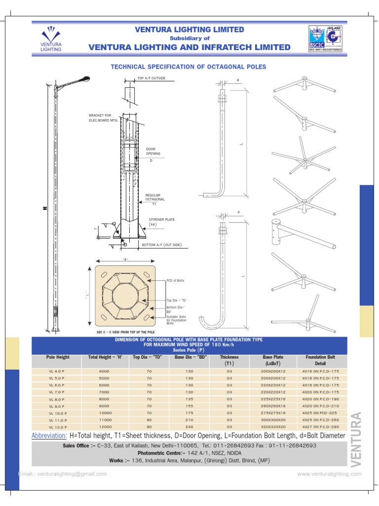 Technical Specification of Octagonal Poles | PDF