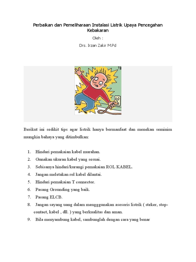 Tips Menghindari Bahaya Kesetrum Listrik, Praktikum Til | PDF Tips Menghindari Bahaya Kesetrum Listrik, Praktikum Til | PDF