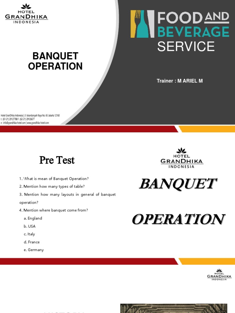 Banquet Operations Training Overview | PDF | Food And Drink