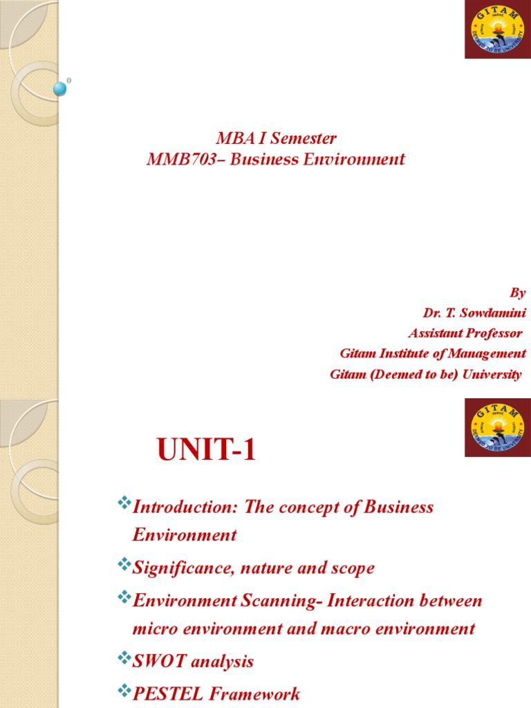 MBA I Semester MMB703 - Business Environment | PDF | Swot Analysis | Value (Ethics)