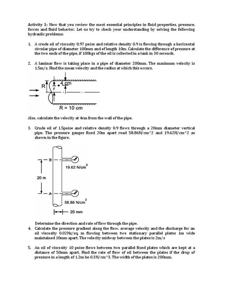 Activity 1: Now That You Review The Most Essential Principles in Fluid ...