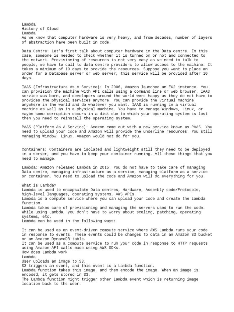 Aws Lambda | PDF | Cloud Computing | Computer Engineering