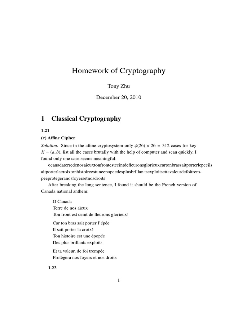 Homework of Cryptography | PDF | Cryptography | Mathematics