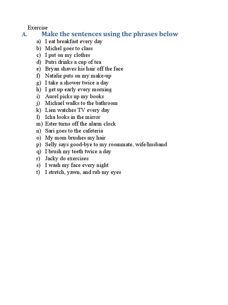 Make The Sentences Using The Phrases Below | PDF