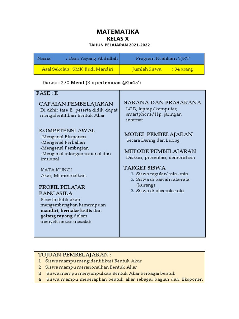 Modul Ajar Matematika | PDF | Karier & Perkembangan