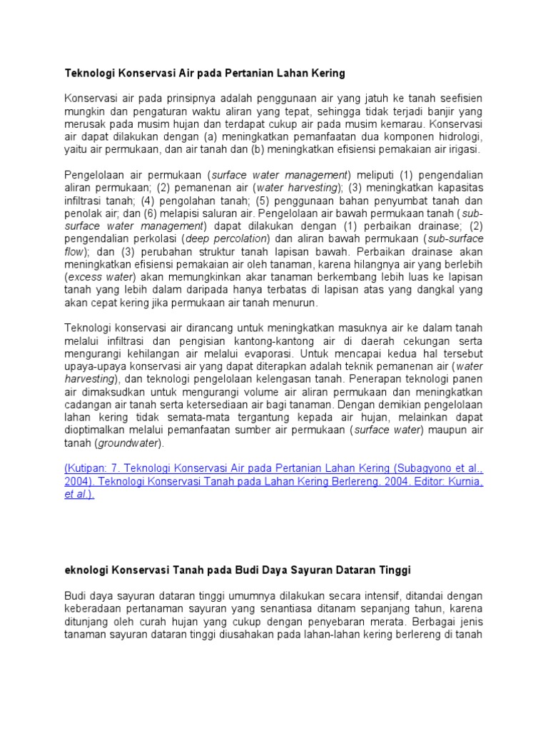 Teknologi Konservasi Air Pada Pertanian Lahan Kering | PDF