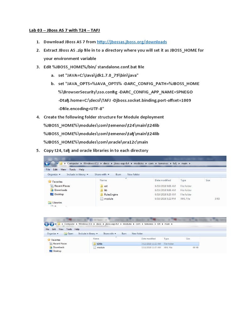 Lab 04 - JBoss AS 7 With T24 - TAFJ | PDF